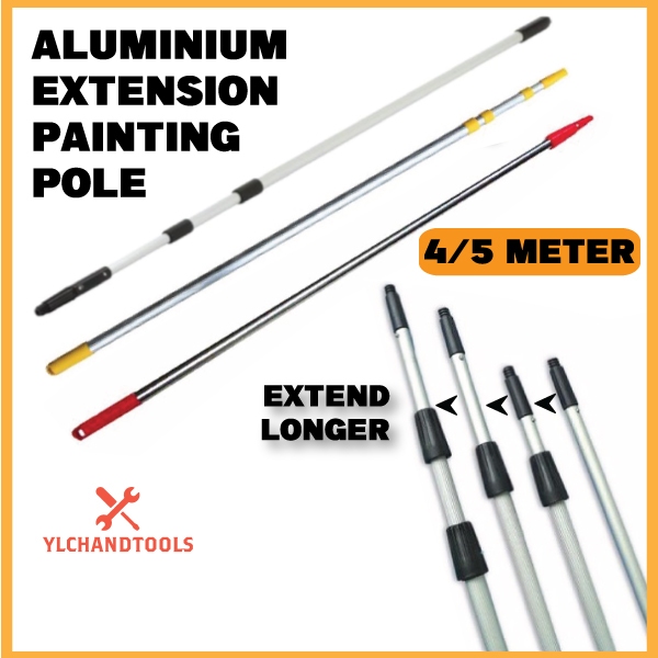 (4M/5M) (13/16' Foot) HEAVY-DUTY TELESCOPIC ALUMINIUM EXTENSION POLE ...
