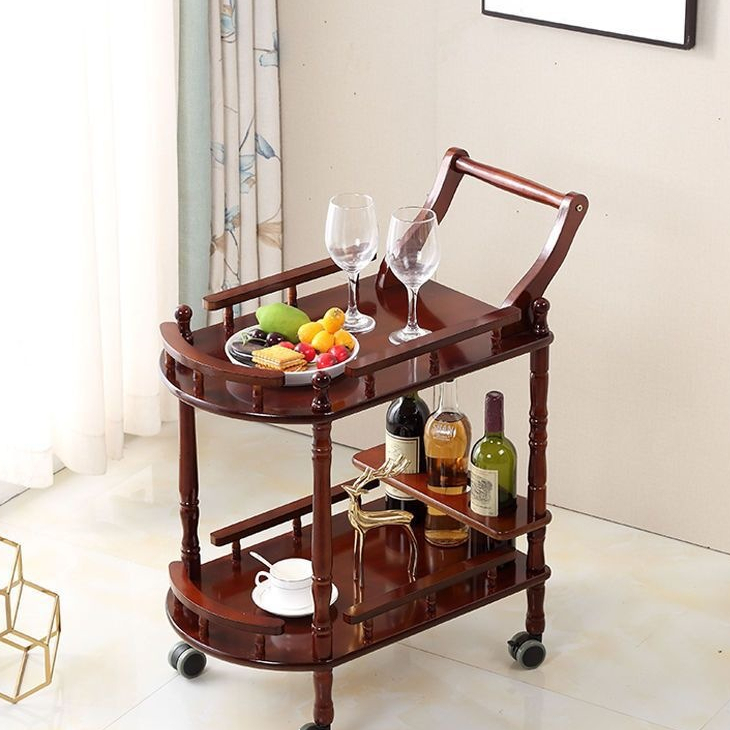Solid Wood Cart Mobile Tea Snack Cart Cake Car Hotel Restaurant Food ...