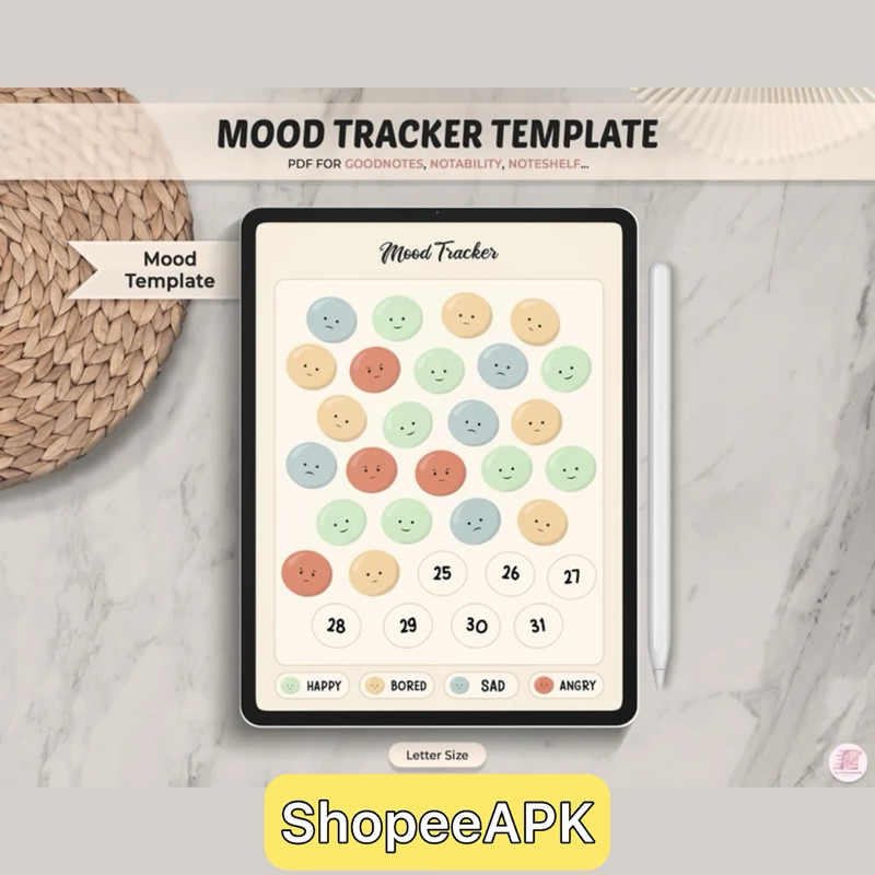 Mood Tracker 📊: Undated Goodnotes & iPad Template for Monthly Mood ...