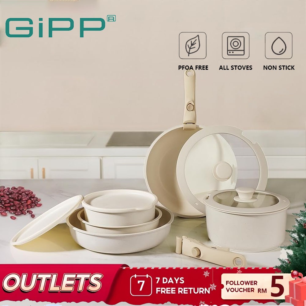 GIPP® Non-Stick Cookware Set With Sensor Handles (3/5/11 Pcs) | Shopee Malaysia