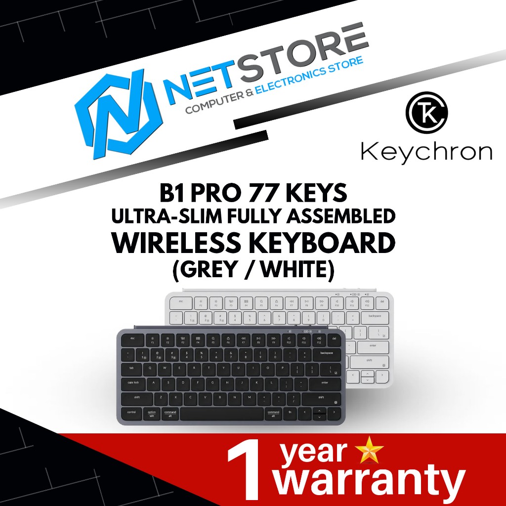 KEYCHRON B1 PRO 77 KEYS ULTRA-SLIM FULLY ASSEMBLED WIRELESS KEYBOARD ...