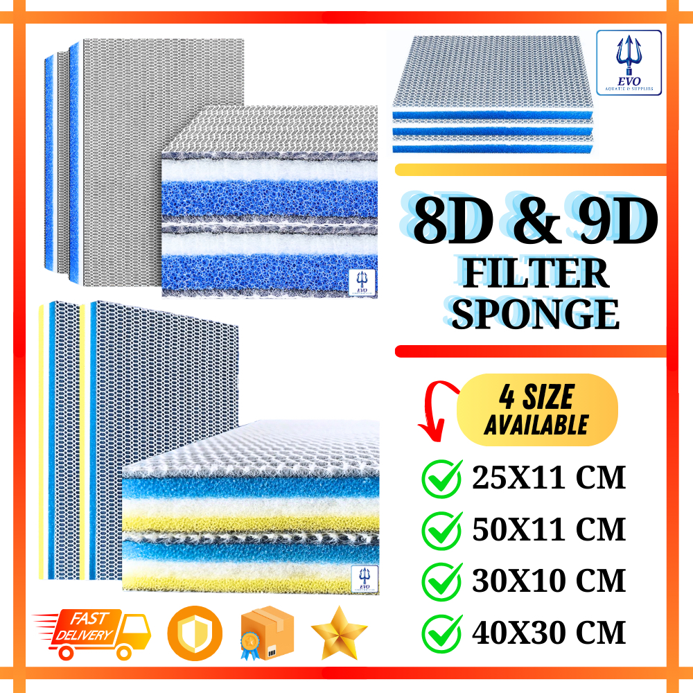 🔥READY STOCK🔥 Aquarium 8D & 9D Filter Sponge / Aquarium Filter Cotton ...