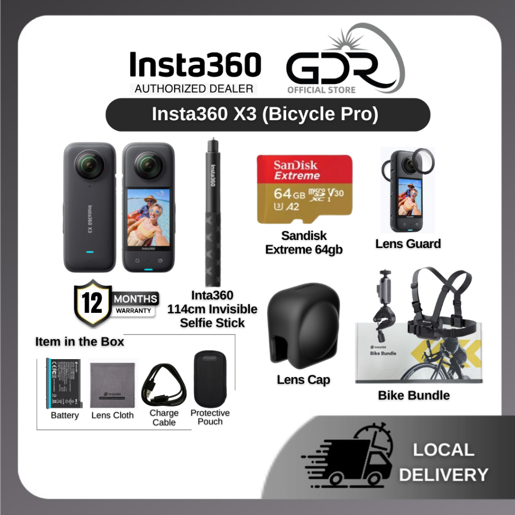 Insta360 X3 - 5.7K Dual-Mode Ultimate 360 Sport Action Camera Panoramic ...