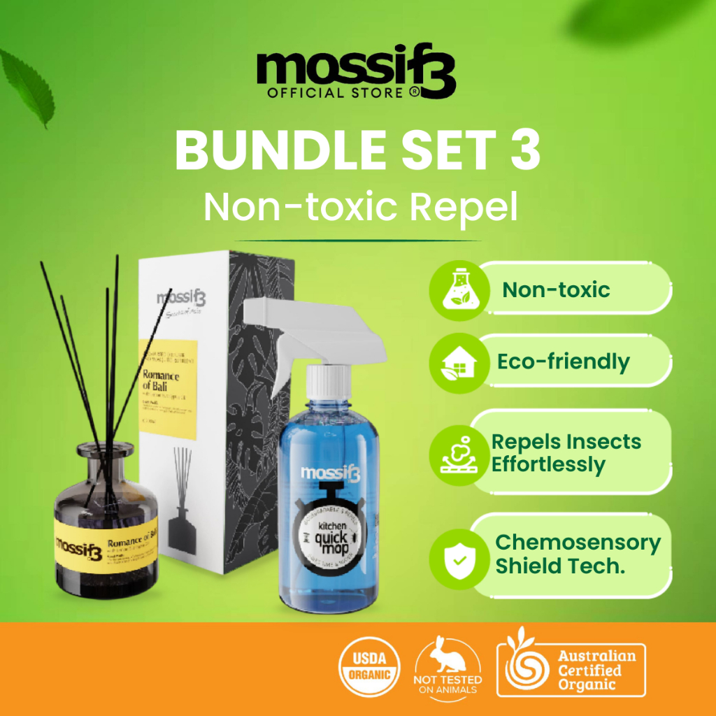 (BUNDLE SET 3) Mossif3 Bali Aroma Reed Diffuser + Kitchen Quick Wipe ...