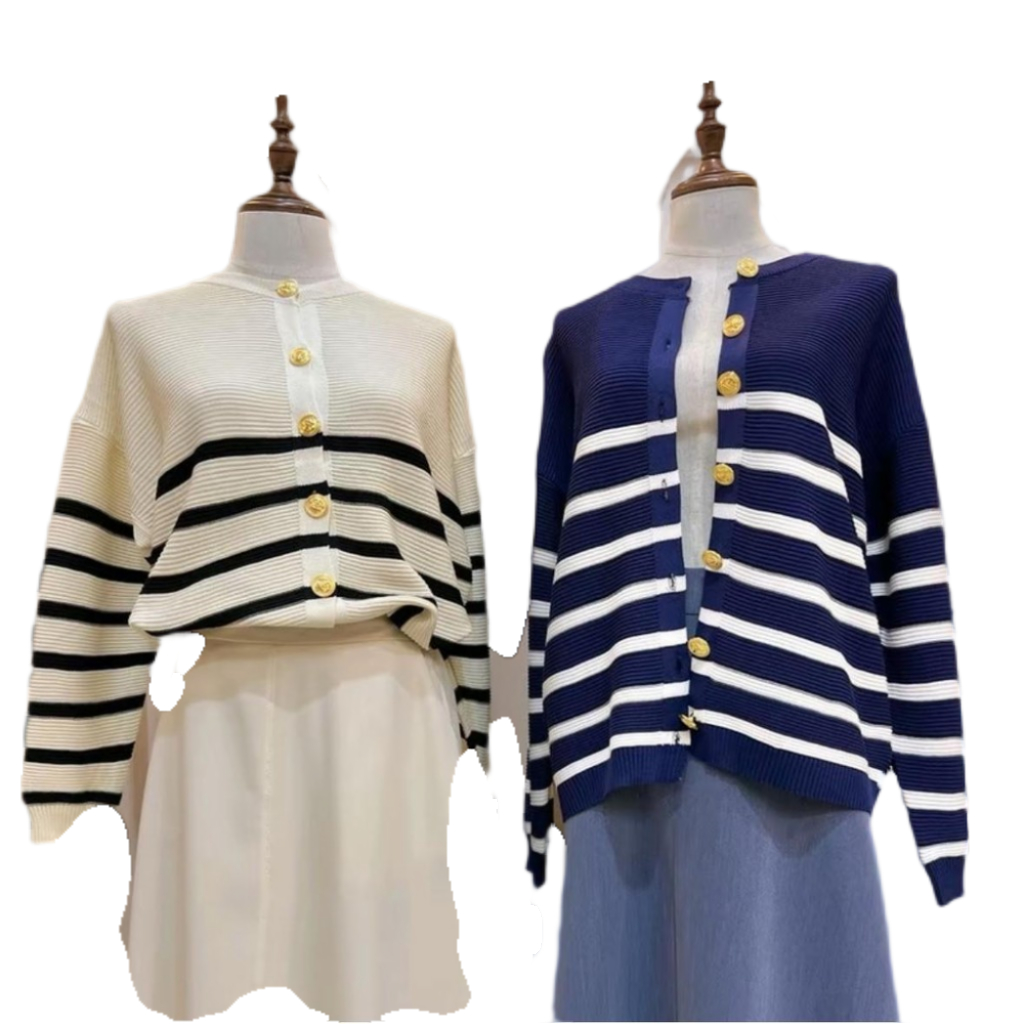 YAN@YAN STRIPES CARDIGAN KNITTED KNITWEAR --LW009 | Shopee Malaysia
