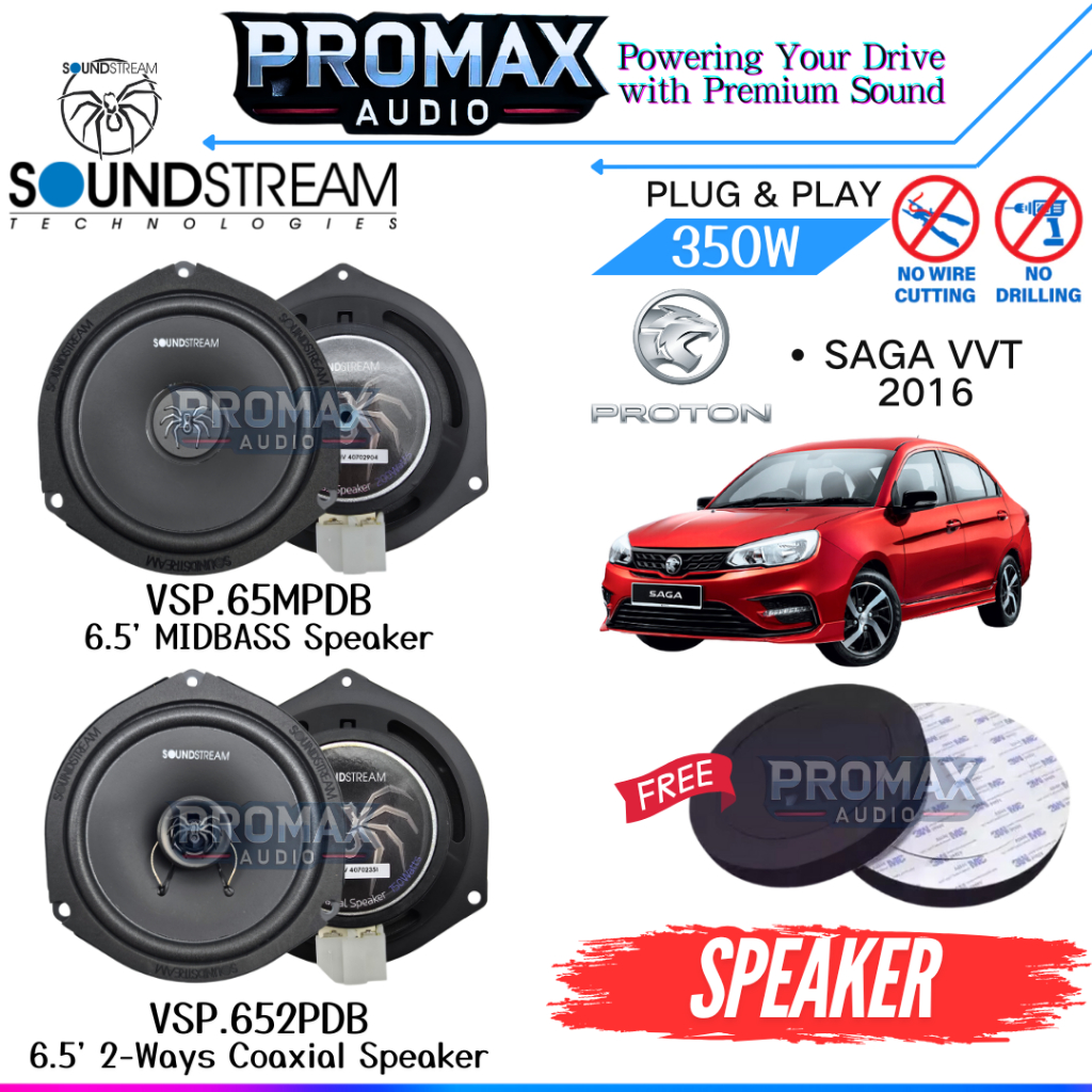 PROTON SAGA VVT NEW | SOUNDSTREAM VSP Black Series 350W Plug & Play ...