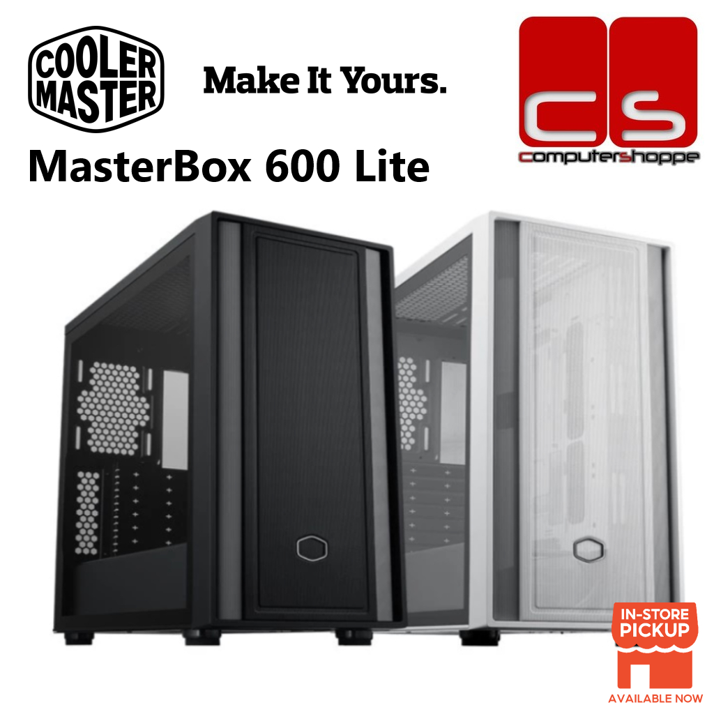 Cooler Master MasterBox 600 Lite ATX Mid-Tower PC Case - Black/White ...