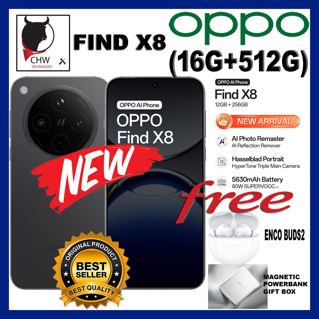 OPPO FIND X8 (16G RAM + 512G ROM) FREE ENCO BUDS 2 AND MAGNETIC POWERBANK GIFTS BOX | Shopee ...