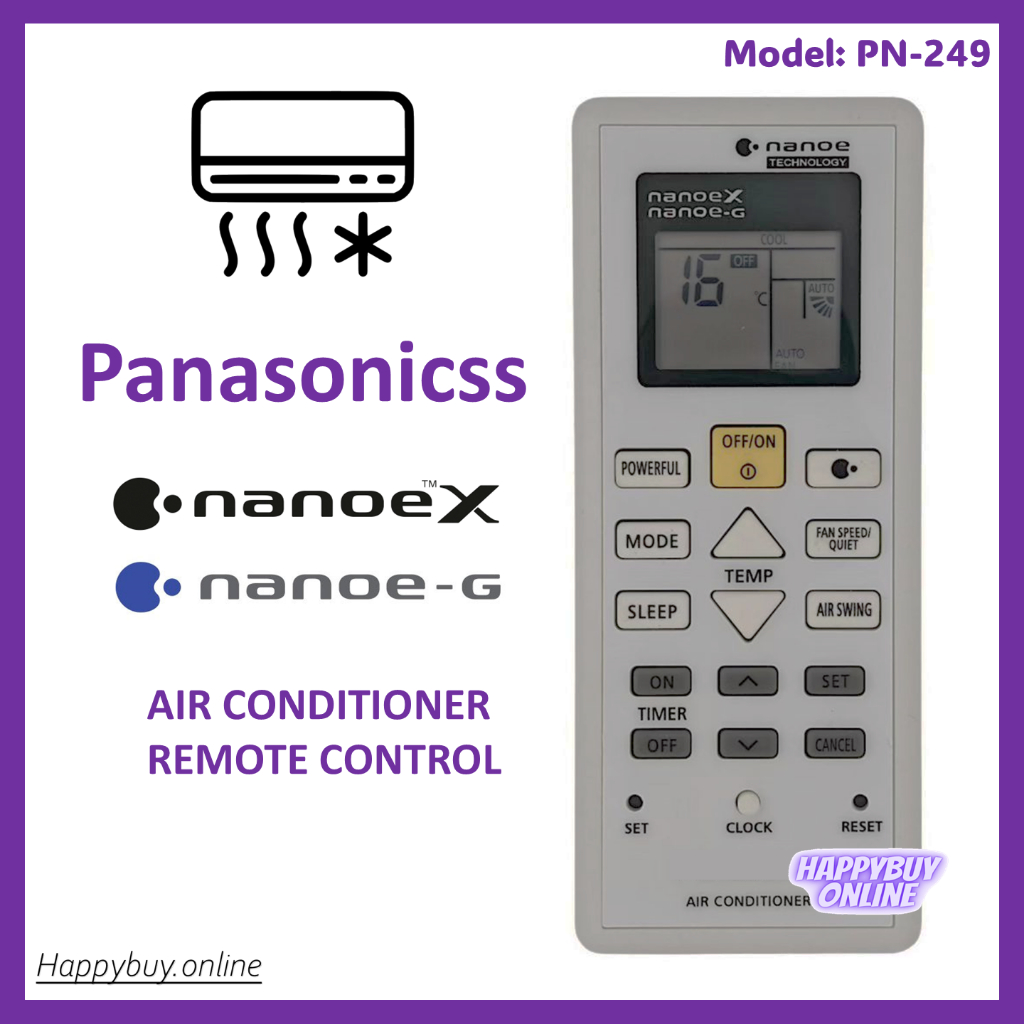 Panasonis Nanoe-G Nanoe-X Inverter Air Conditioner Remote Control PN249 ...