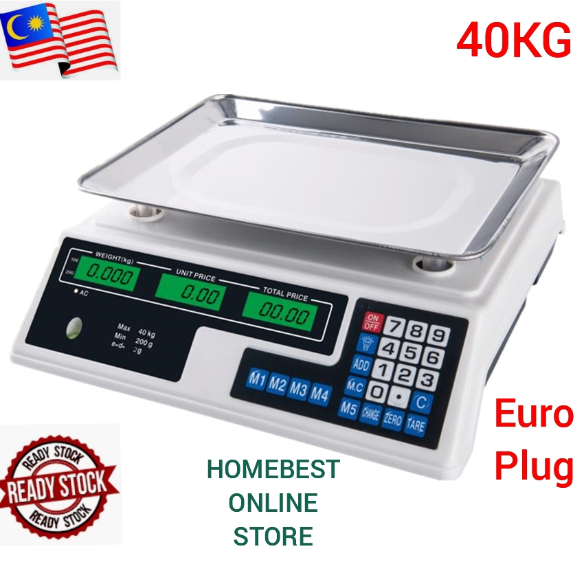 40KG Electronic Digital Price Computing Counting Weighing Scale with 2 ...