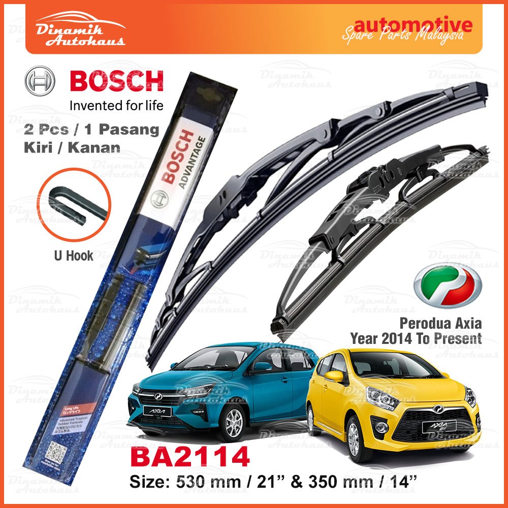 Perodua Axia Car Windscreen Front Wiper Size 21" & 14" (1 Pair) Bosch ...