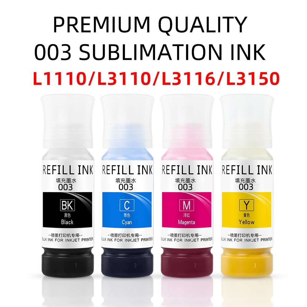 Epson 003 Sublimation Ink For Inkjet Printer (C,M,Y,K) For Heat Press ...