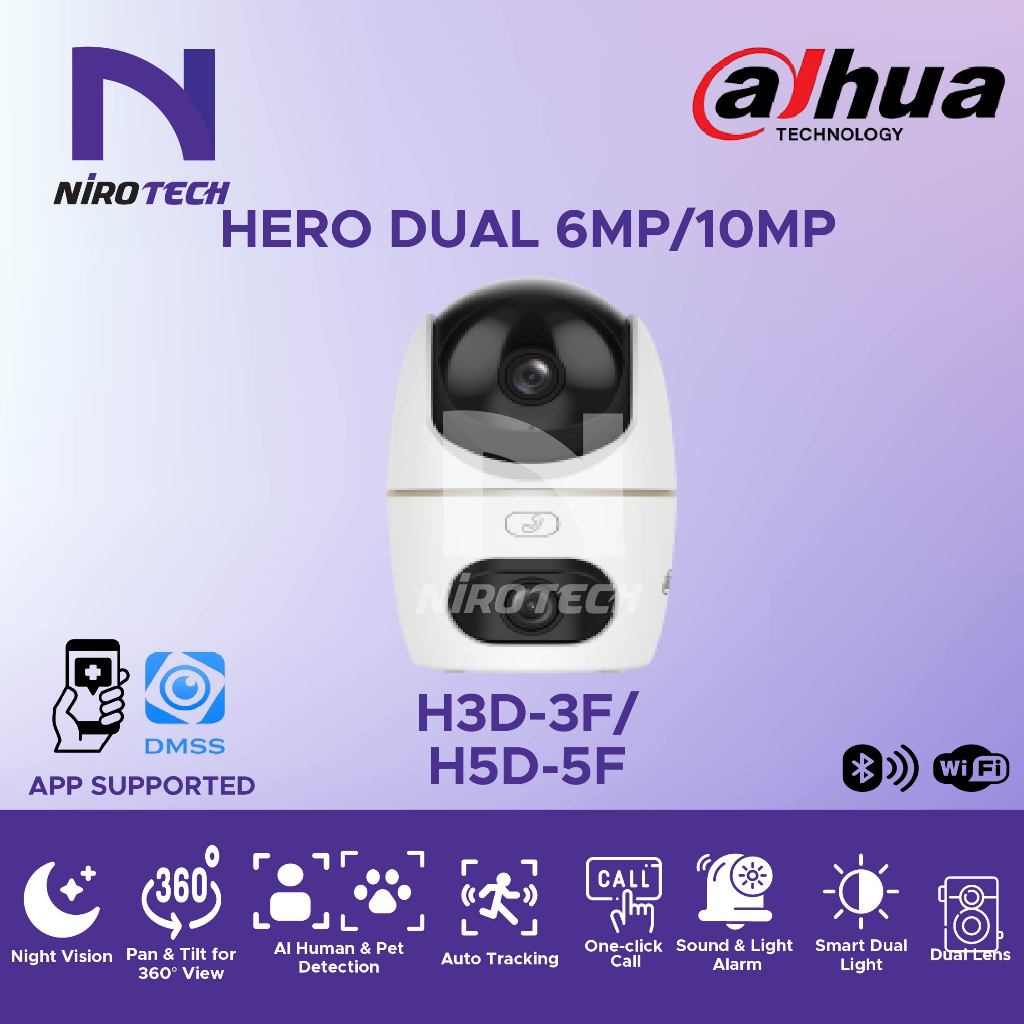 DAHUA Hero Dual D1 6MP/10MP Indoor CCTV Camera (H3D-3F/ H5D-5F ...