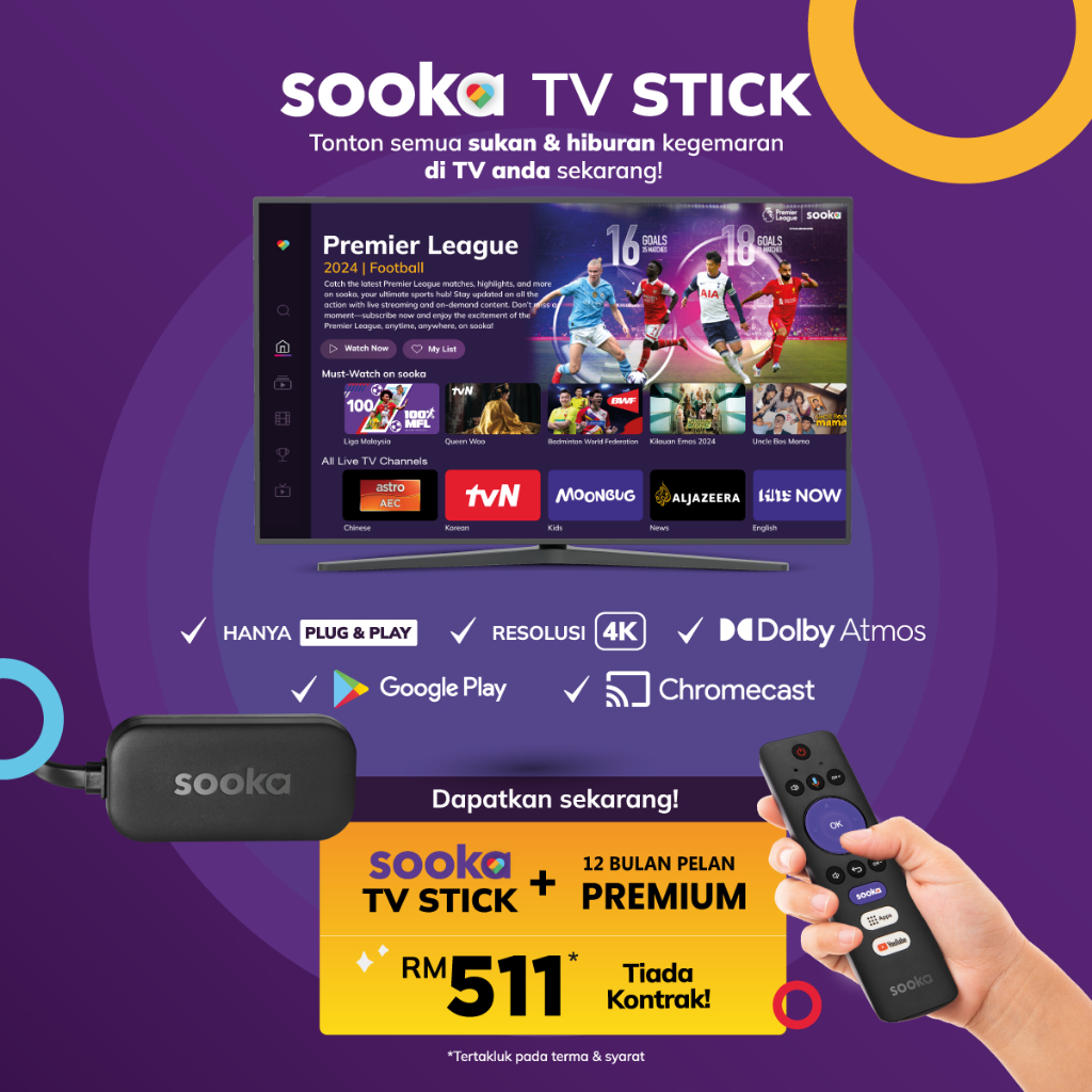 SOOKA 4K TV Stick - FREE with 6 or 12-Month Premium Plan (HDMI ...