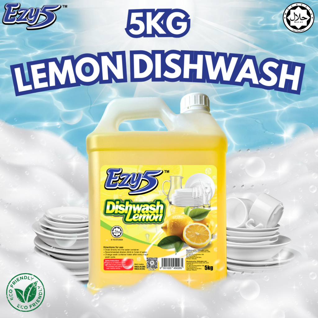 EZY5 Pencuci Pinggan (Lemon) 5KG + Pinggan Mangkuk Bersih Berkilat ...