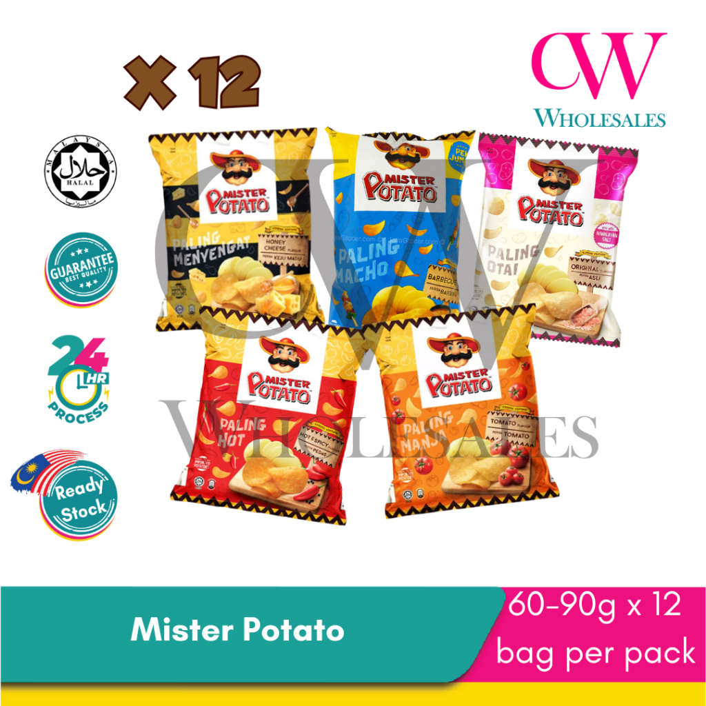 Mister Potato BBQ/Honey Cheese/Hot & Spicy/Original/Tomato Bundle ( 60g-90g x 12 Pack) | Shopee ...