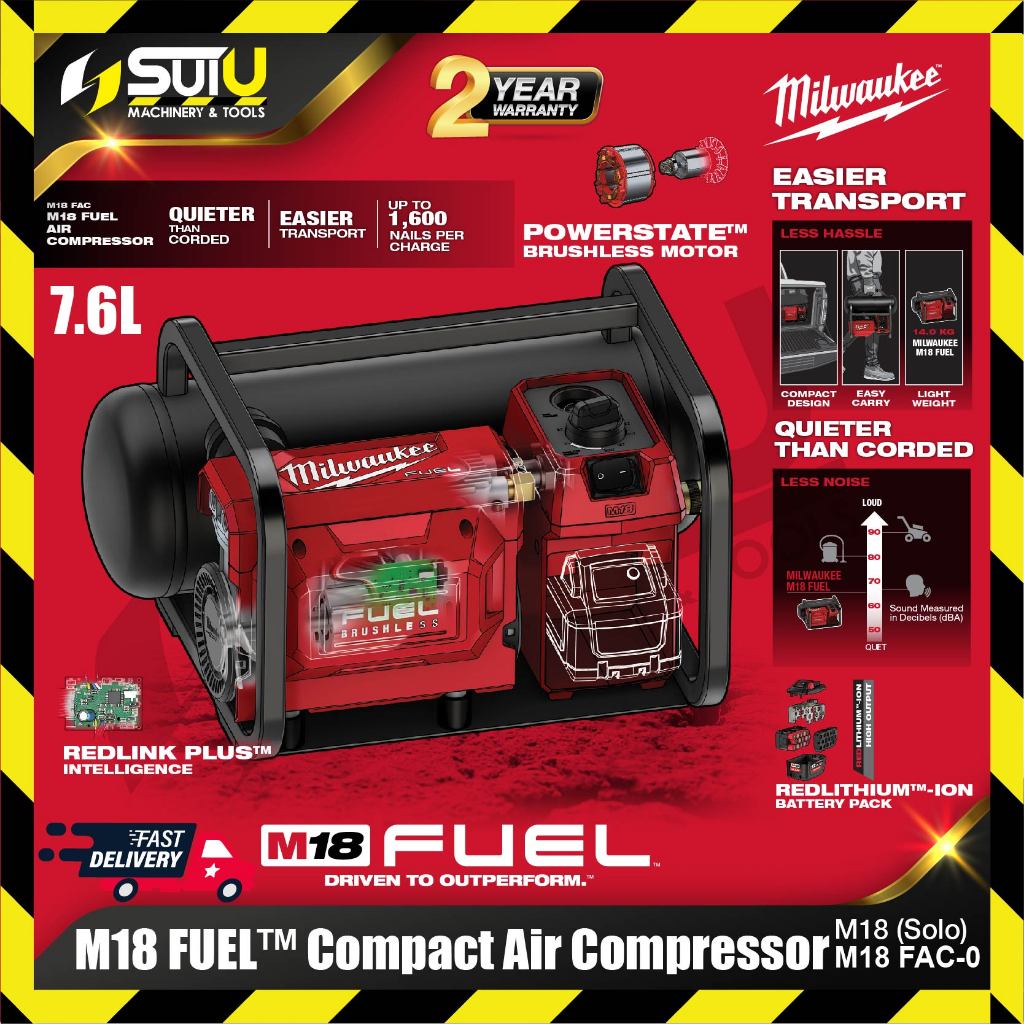 MILWAUKEE M18 FAC-0 / FAC-801B FUEL™ 7.6L Compact Air Compressor ( SOLO ...