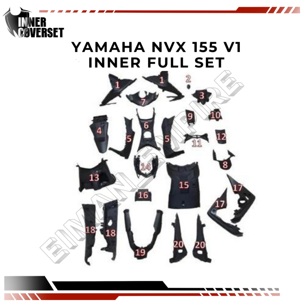 Yamaha NVX 155 V1 Coverset Body Inner set Complete Set HLD Inner Kaver ...