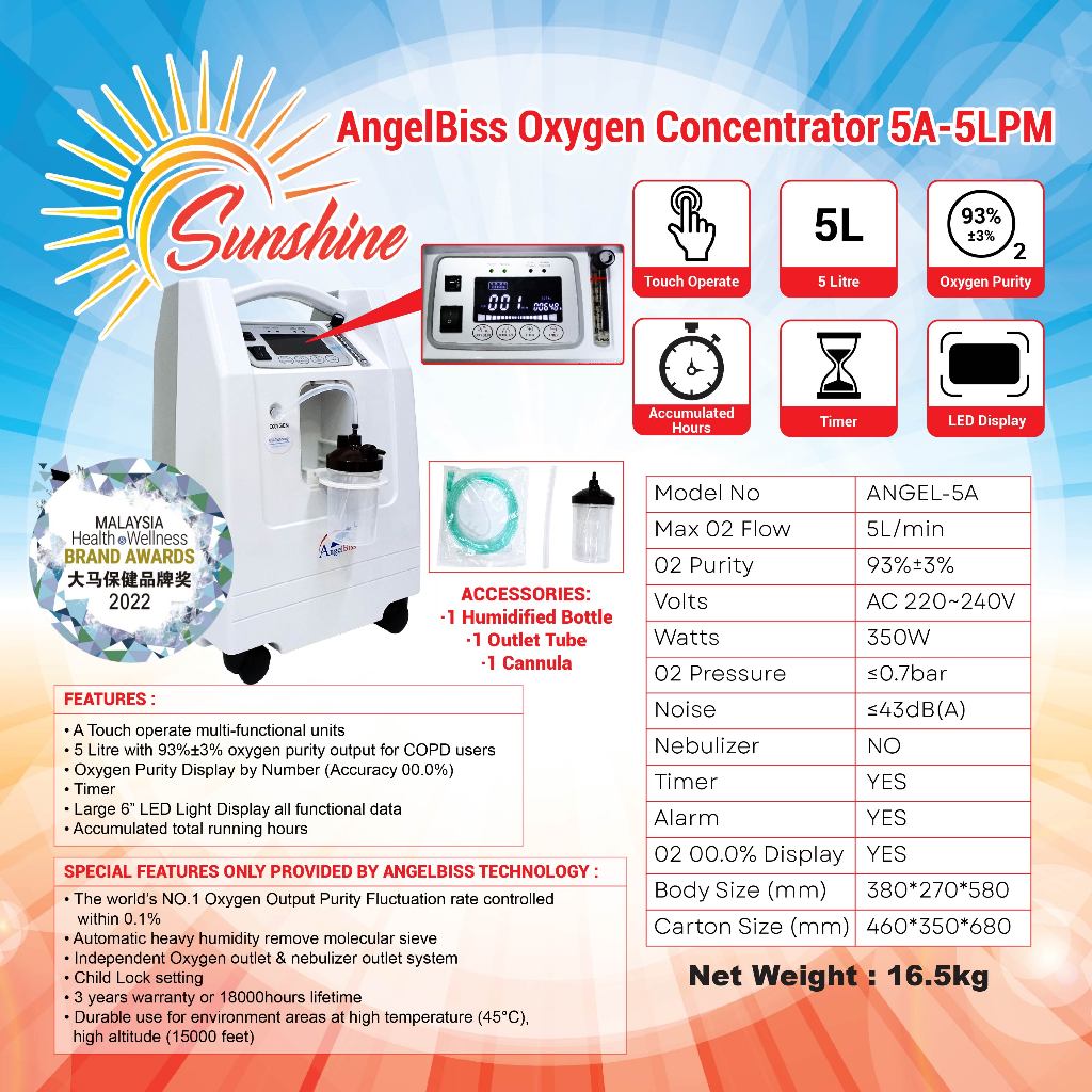 AngelBiss Oxygen Concentrator Series - Multiple Models Available ( 3L ...