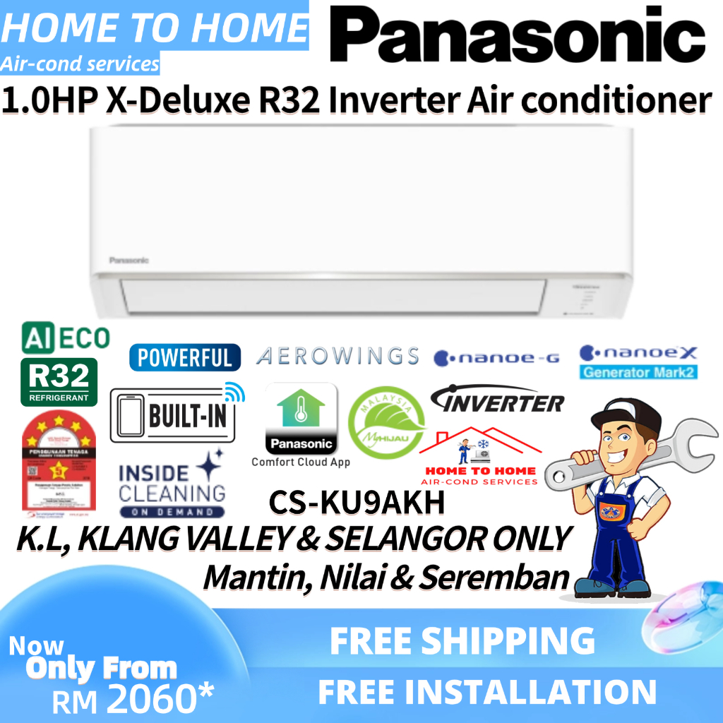 (Nur 200 E-Rebate) [Installation] Panasonic 1.0hp (CS-KU9AKH) X-Deluxe ...