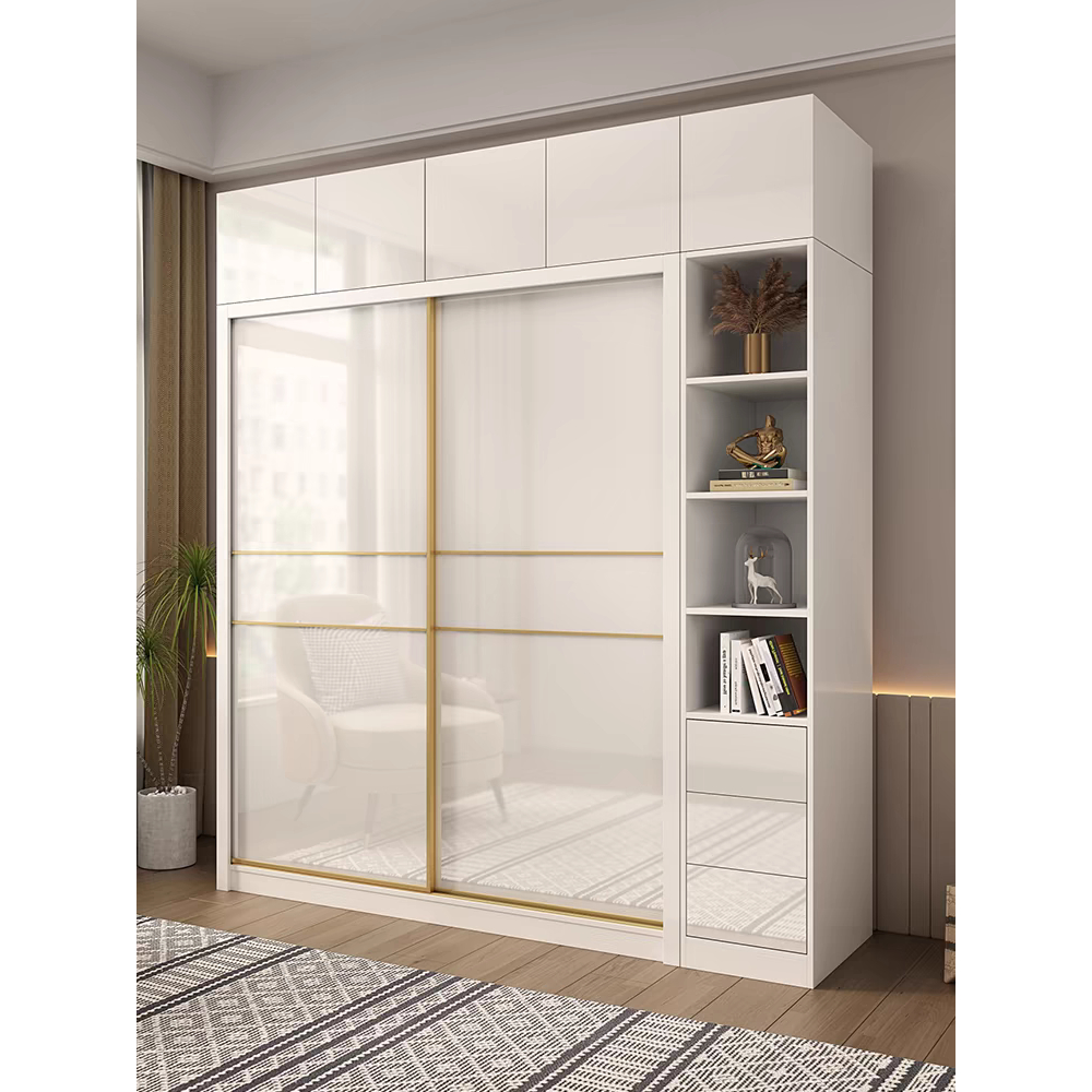 Sliding Door Wardrobe With Sideboard Cabinet Almari Baju Putih Almari ...