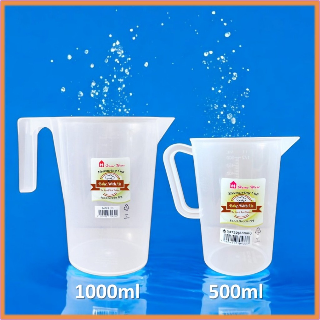 1000ml / 500ml Plastic Measuring Jug Clear Plastic for Baking ...