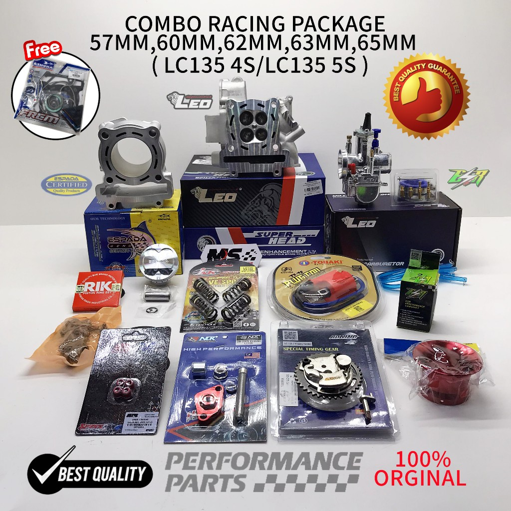 COMBO LEO THAILAND (LC135 4S/LC135 5S) RACING SET SPEC 57MM,60MM, 62M, 63MM, 65MM HEAD CNC ...