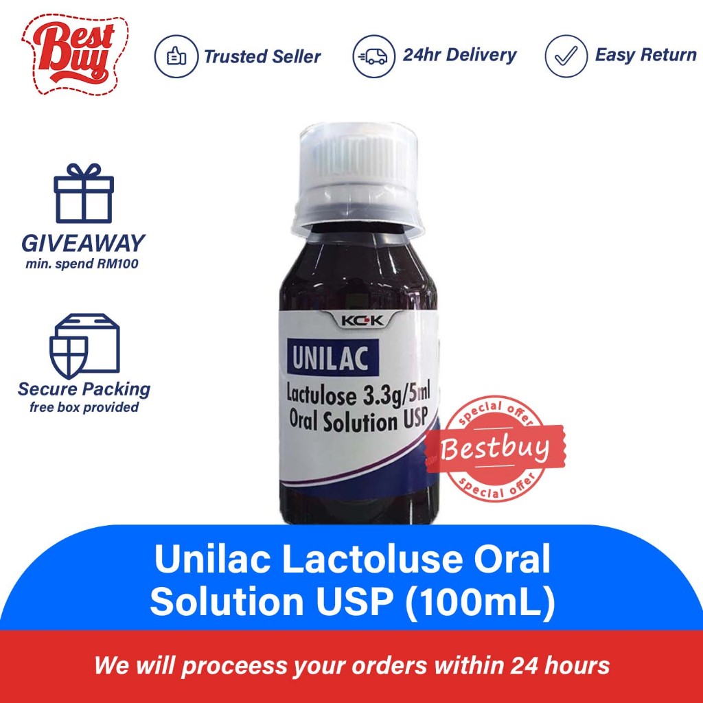 Unilac Lactulose 3.35g / 5ml Oral Solution 100ml (Constipation / Sembelit Solution ) Exp 10/2027 ...