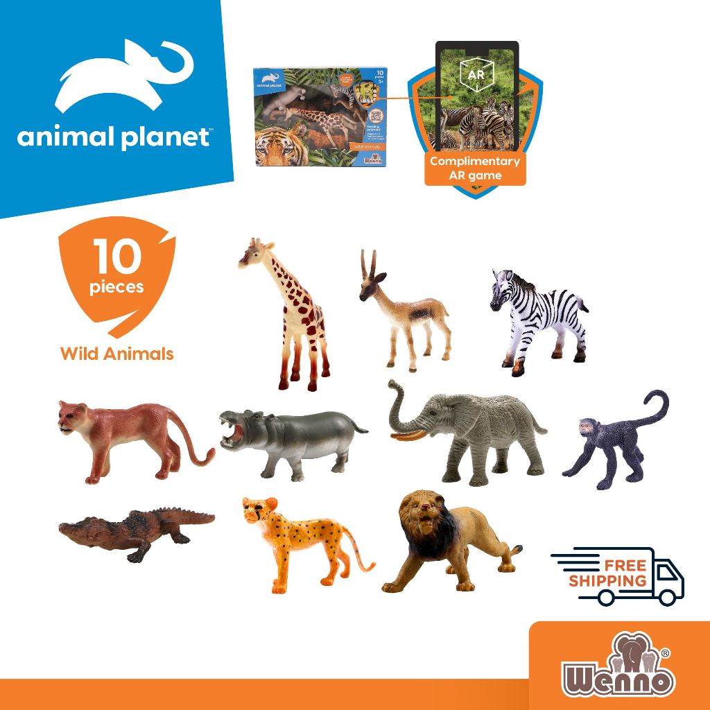 Wenno x Animal Planet 10pcs Wild Animals in window box Educational ...