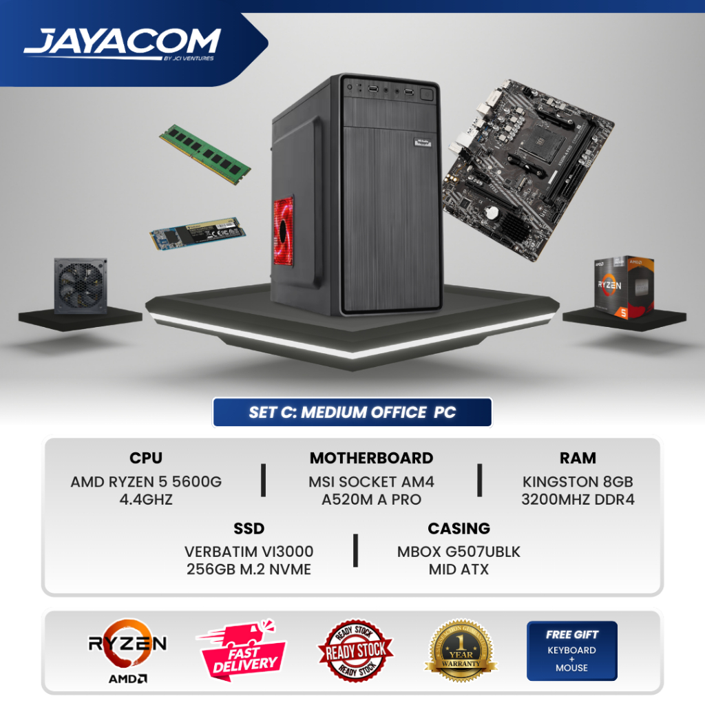 [AMD Office PC Set] JAYACOM AMD Ryzen Budget Office PC Package (Ryzen 5 ...