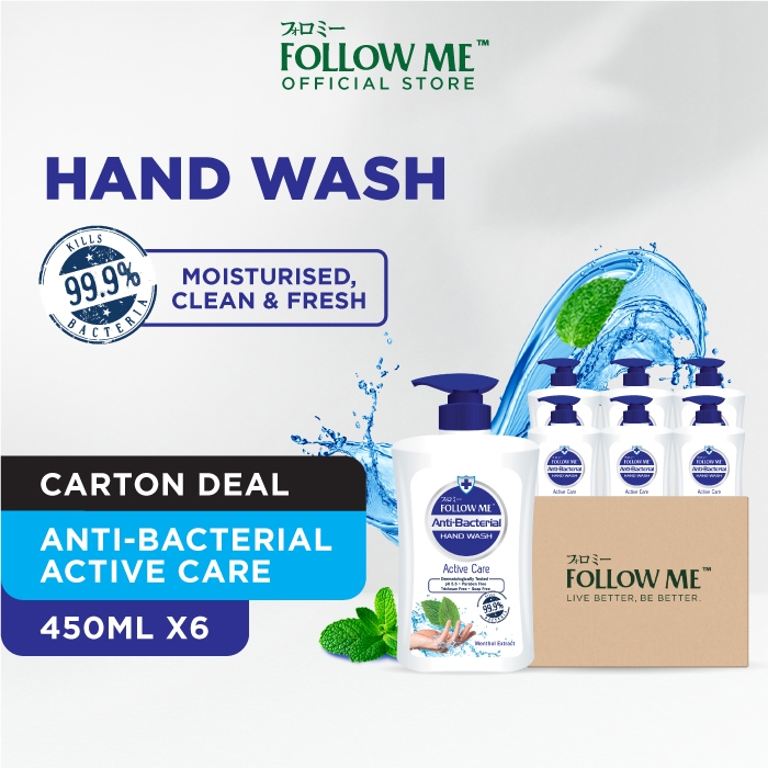 [Bundle of 6] Follow Me Anti Bacterial Hand Wash (Active Care) 450ml ...