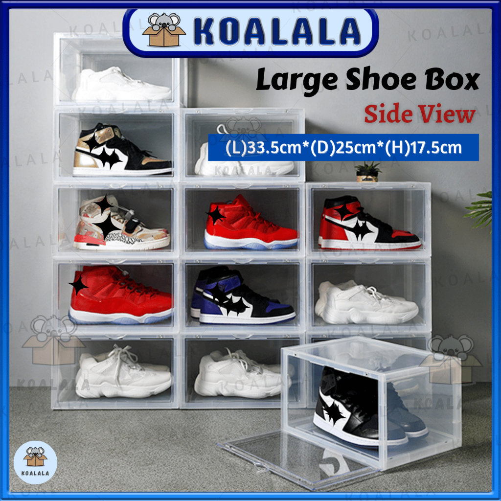 【4/6/10pc】Thick & Ultra Clear Transparent Shoe Box Stackable Side Open ...