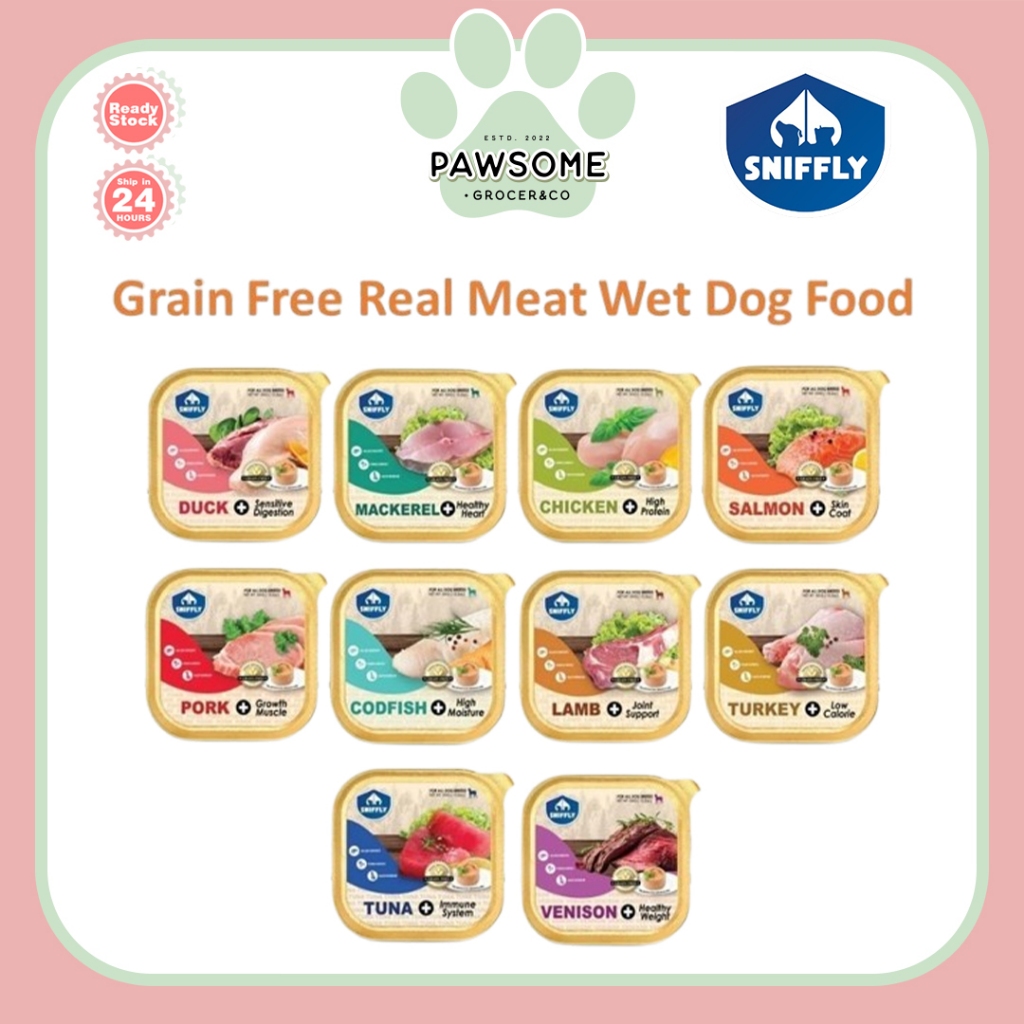 SNIFFLY Grain Free Premium Real Meat Wet Dog Food/Dog Tray Food 100g ...
