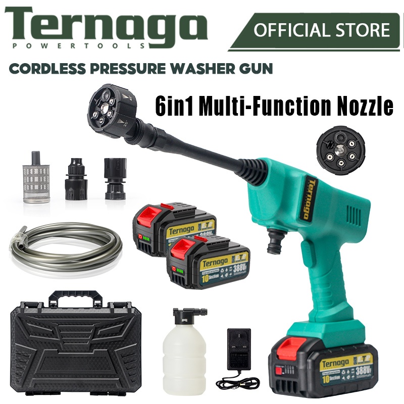 Ternga High-Pressure Water Jet Washer Gun Cordless Power Washing ...