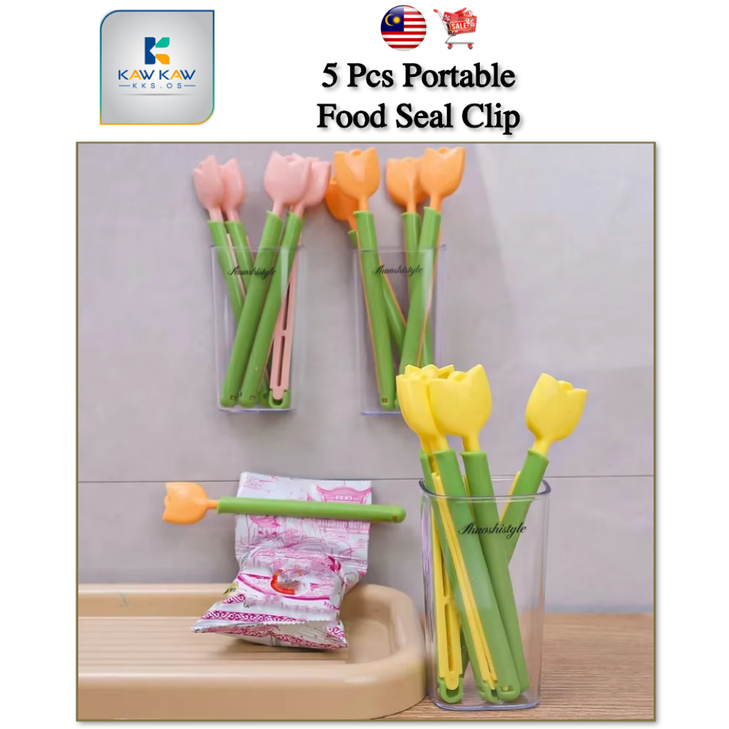 𝐊𝐊𝐒 𝟓 𝐏𝐜𝐬 𝐏𝐨𝐫𝐭𝐚𝐛𝐥𝐞 𝐅𝐨𝐨𝐝 𝐒𝐞𝐚𝐥 𝐂𝐥𝐢𝐩 🚚 Tulip Shape Snack Paper Bag Close ...