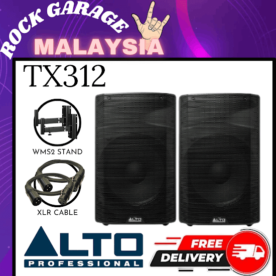 Alto TX312 12" 2-Way Powered Loudspeaker with Speaker Stand and Cable - Each / Pair ( TX-312 TX ...