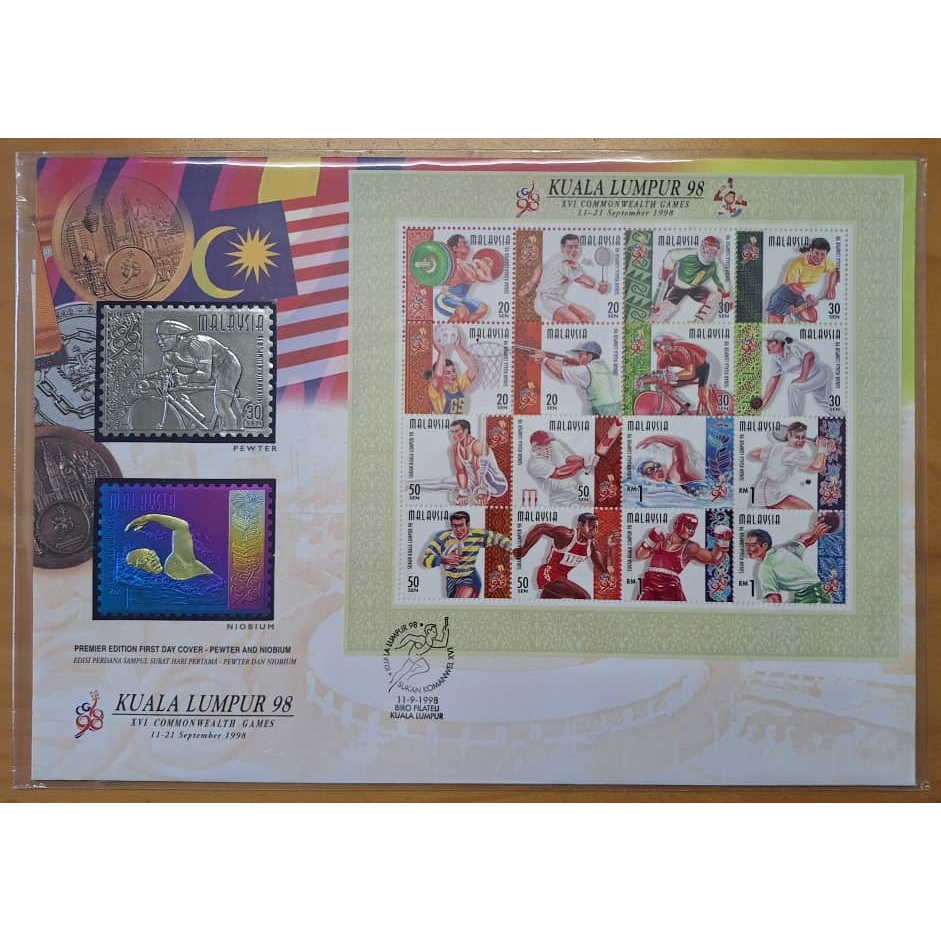Pos Malaysia Royal Selangor Pewter AND Niobium Stamp FDC 1998 SUKOM ...