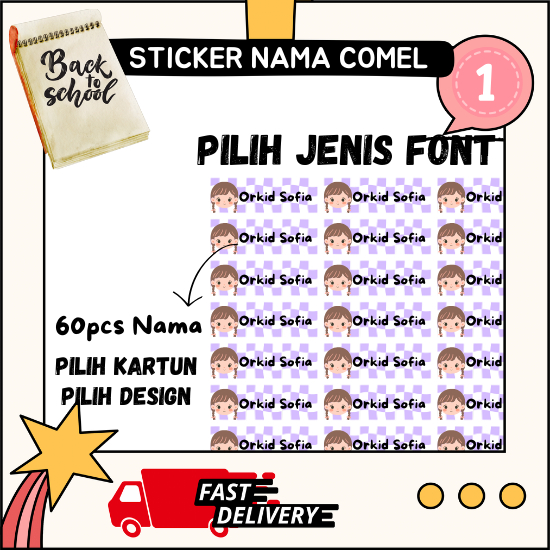 STICKER NAMA DAN IRON ON dan BUKU,STICKER KARTUN NAMA TAMPAL BUKU, BUKU ...
