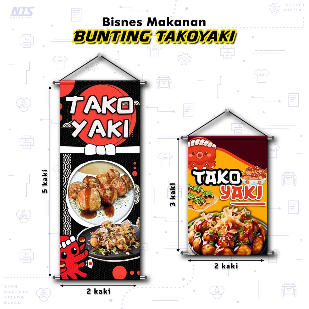 🍘READY DESIGN🍘 Bunting Takoyaki - Tebal / Kalis Air Lasak - Peniaga ...