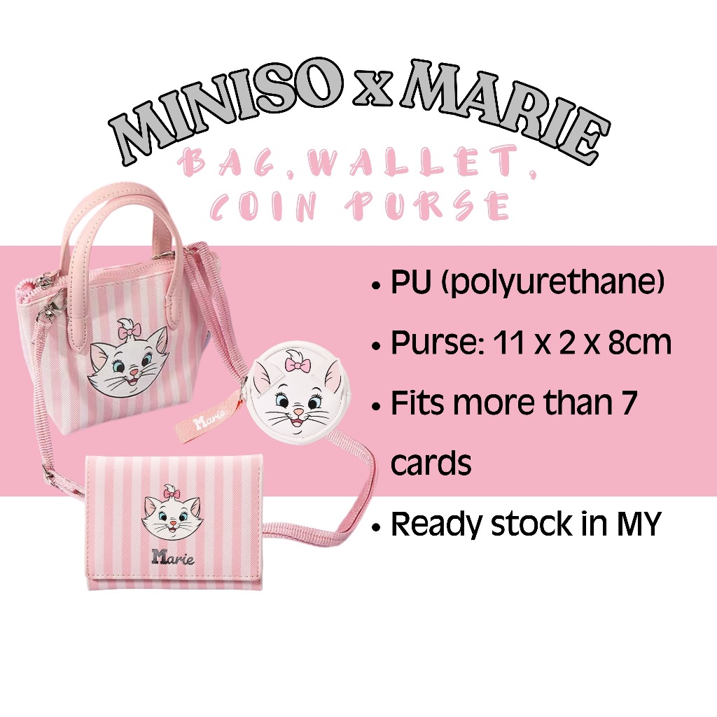 MINISO X Marie Disney Cat Collection Women’s Trifold Wallet Pink ...