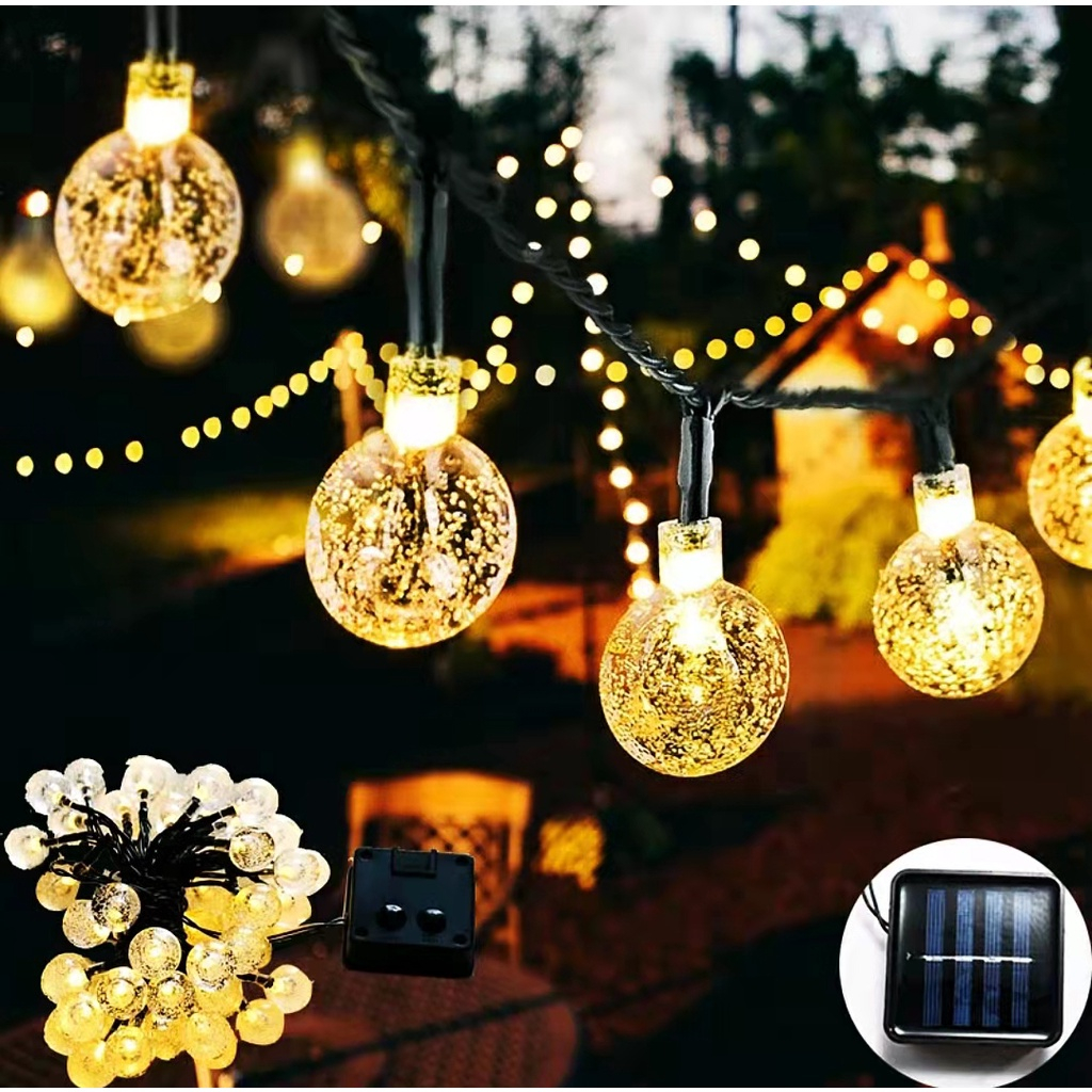 LED Solar crystal ball string lights Indoor Outdoor Fairy Lights ...