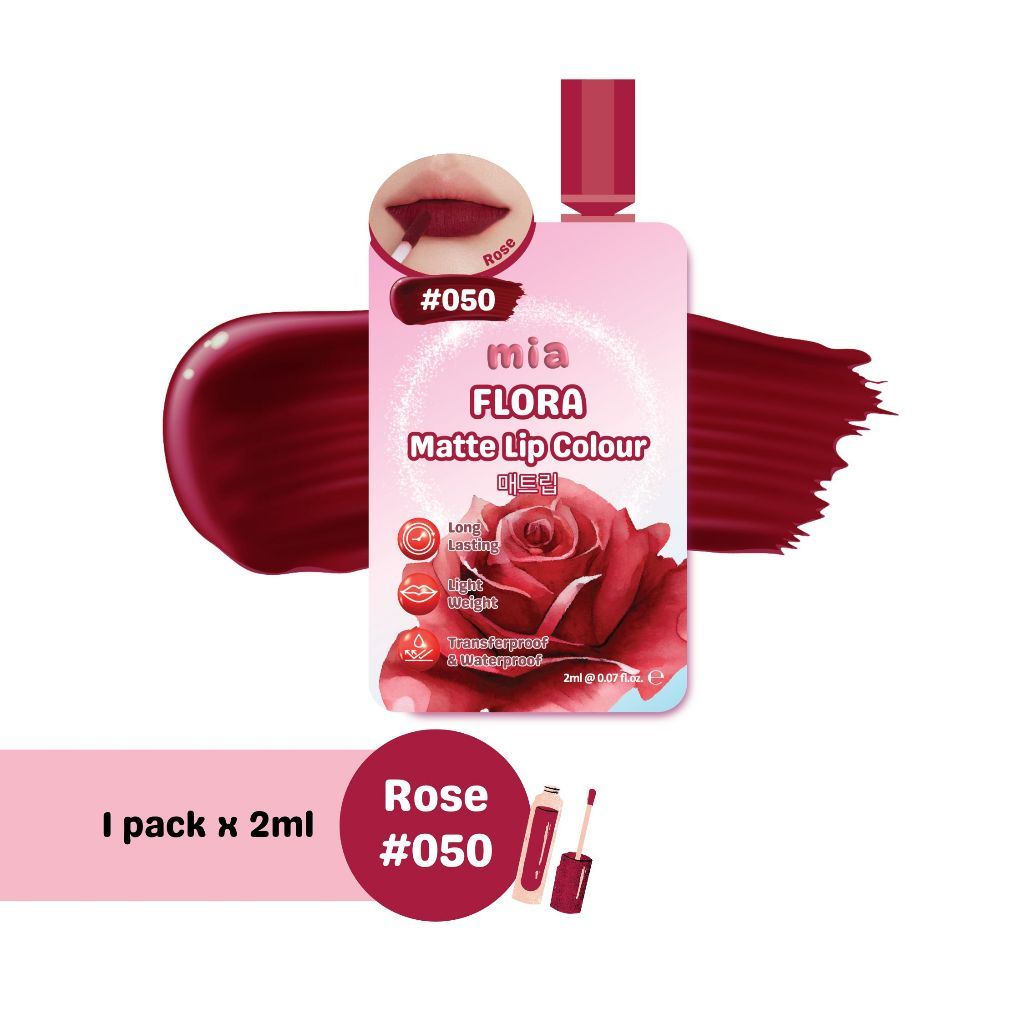 MIA #050 Rose FLORA Matte Lip Colour | Lip Tint | Waterproof Transfer ...