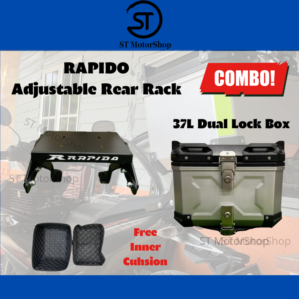 RAPIDO Adjustable Rear Rack Top Box Abs Material 35l 45l Kotak ...