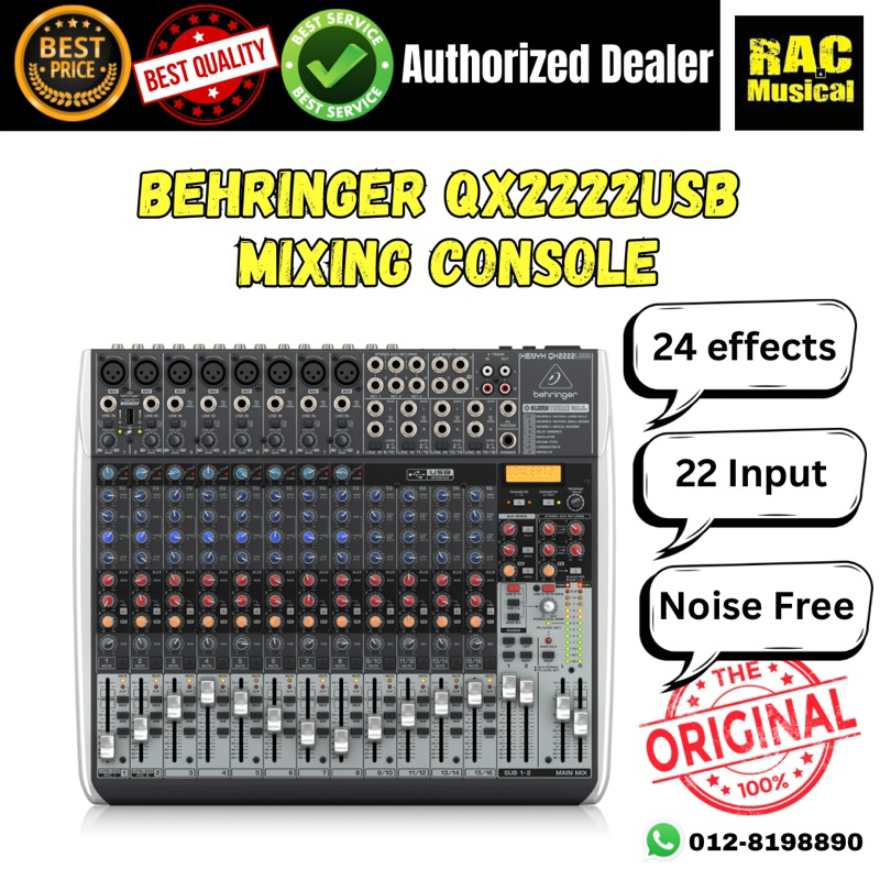 Behringer XENYX-QX2222USB Premium 22 Input Portable Mixer with USB ...