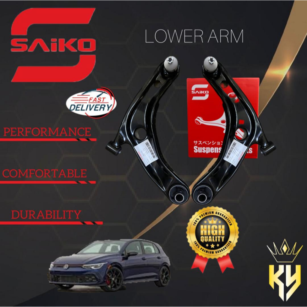 SAIKO FRONT LOWER ARM VOLKSWAGEN GOLF GTI (5QM-407-151A) (5QM-407-152A ...