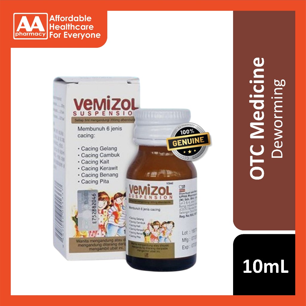 Vemizol Deworming (Albendazole 400mg/10mL) Suspension 10mL (Milk Flavour) | Shopee Malaysia