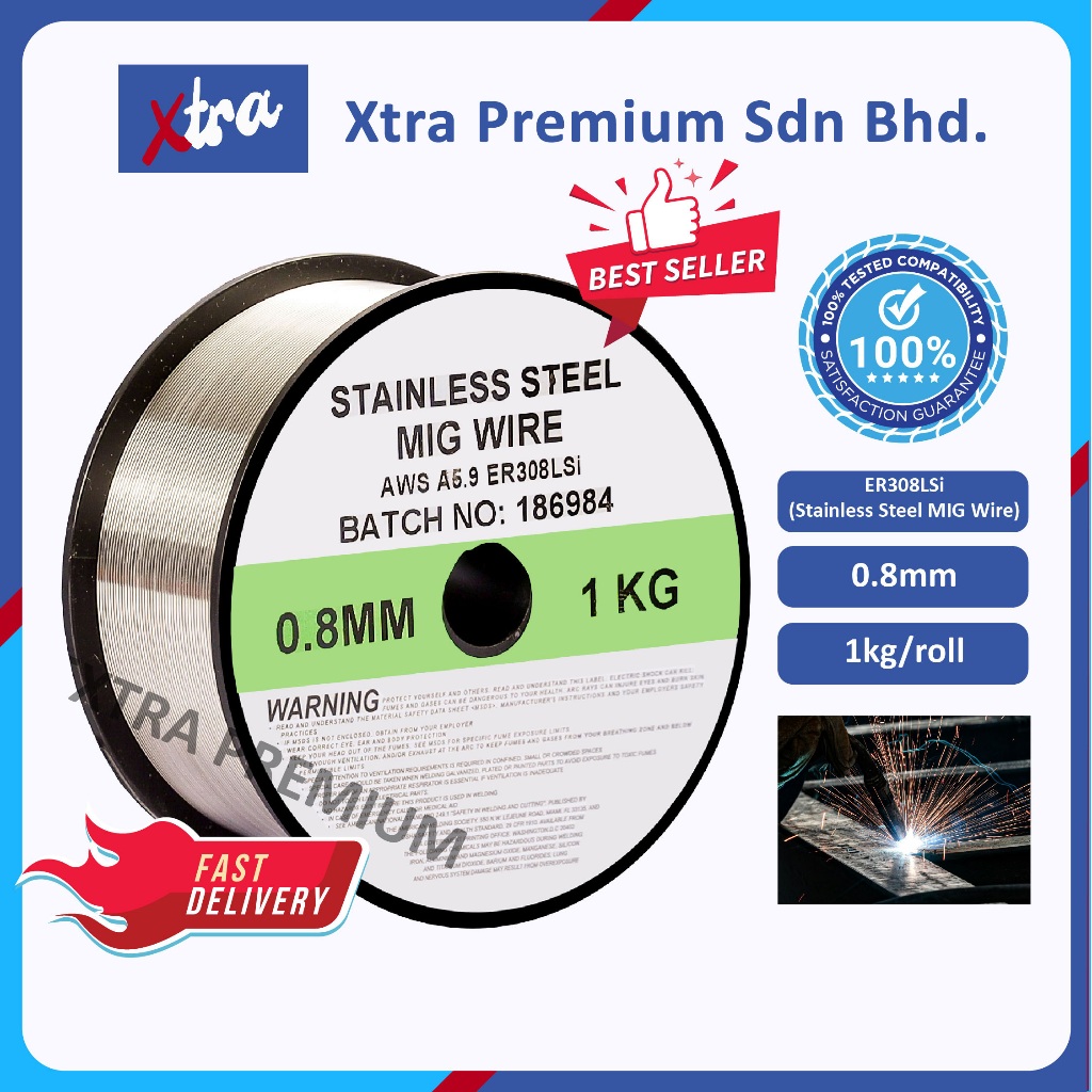 STAINLESS STEEL MIG WIRE ER308LSi - 0.8MM (1KG) D100 #308LSI #MIG #308#USING GAS #KENA GUNA GAS ...