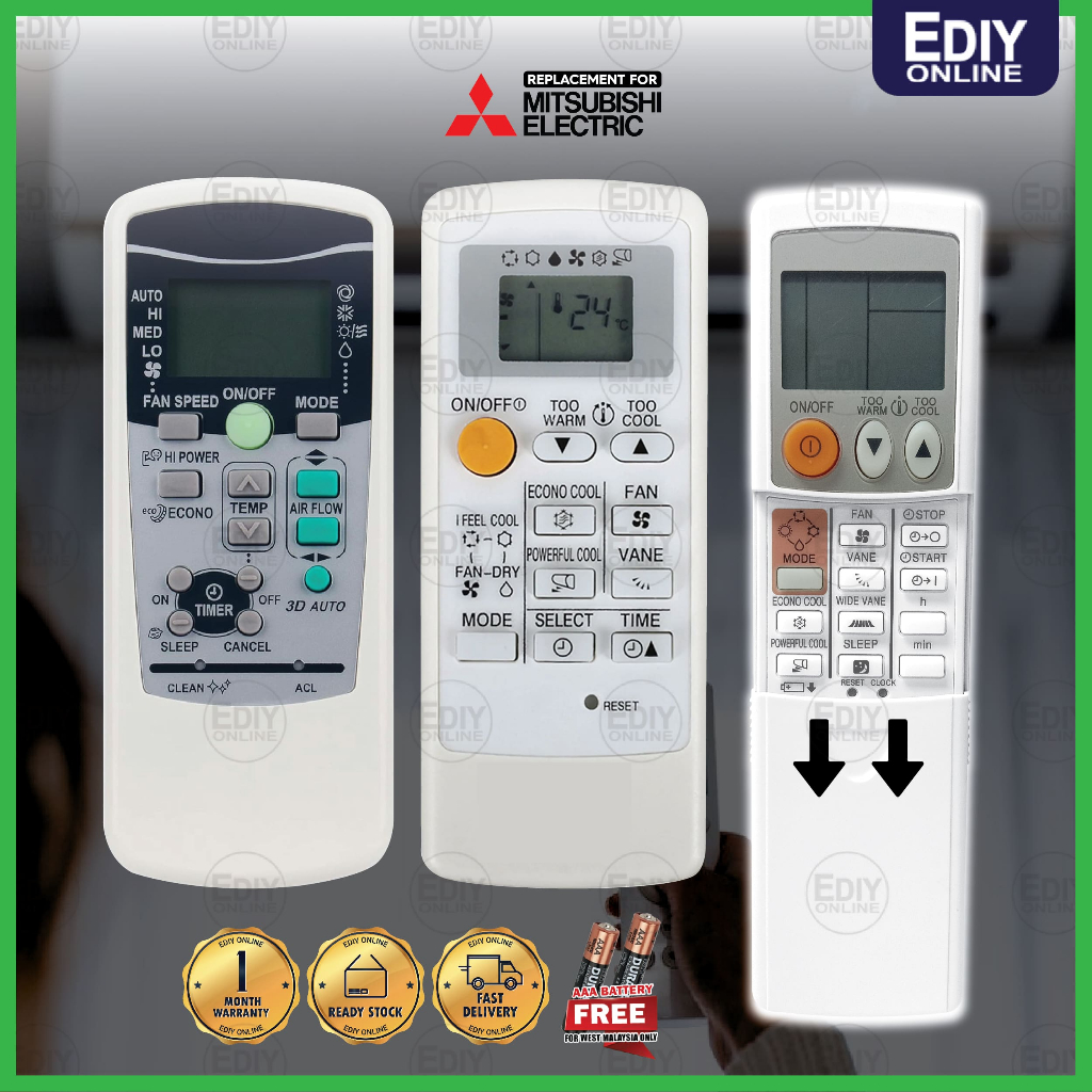 【𝐅𝐑𝐄𝐄 𝐁𝐀𝐓𝐓𝐄𝐑𝐘 𝐀𝐀𝐀𝐗𝟐】 MITSUBISHI Air Cond Remote Control Replacement Alat Kawalan Jauh Pendingin ...