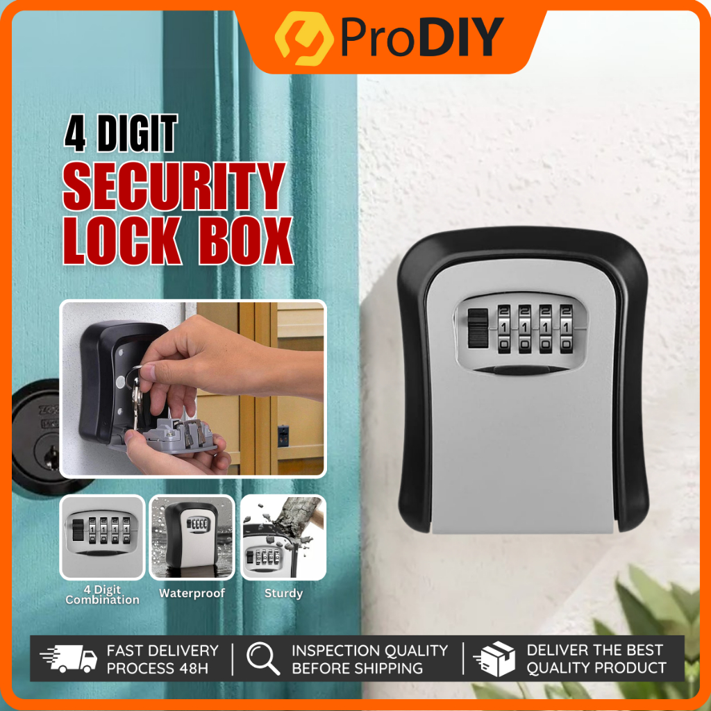 4 Digit Combination Wall Mount Key Safe Box Key Storage Lock Box ...