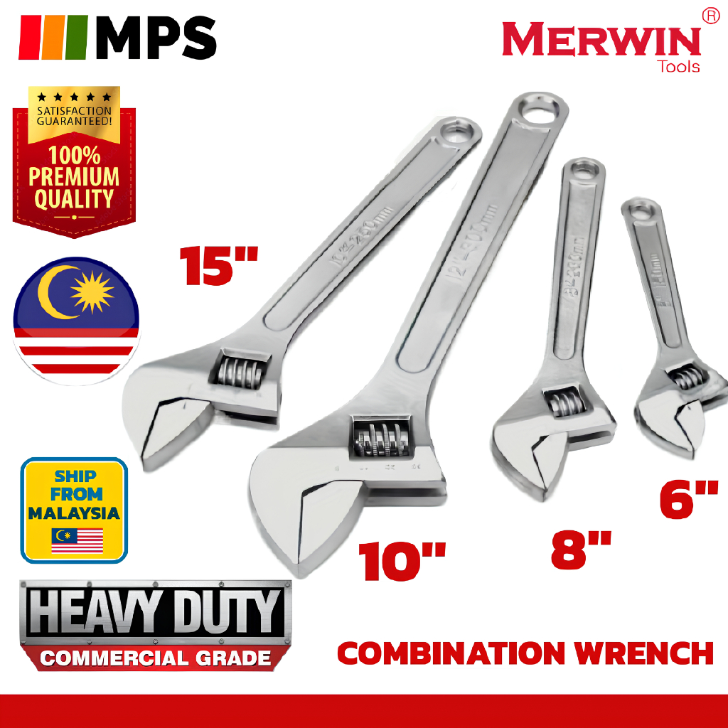 Merwin Adjustable Wrench Spana Hidup 6''-15'' ( 150mm-300mm ) Switch ...